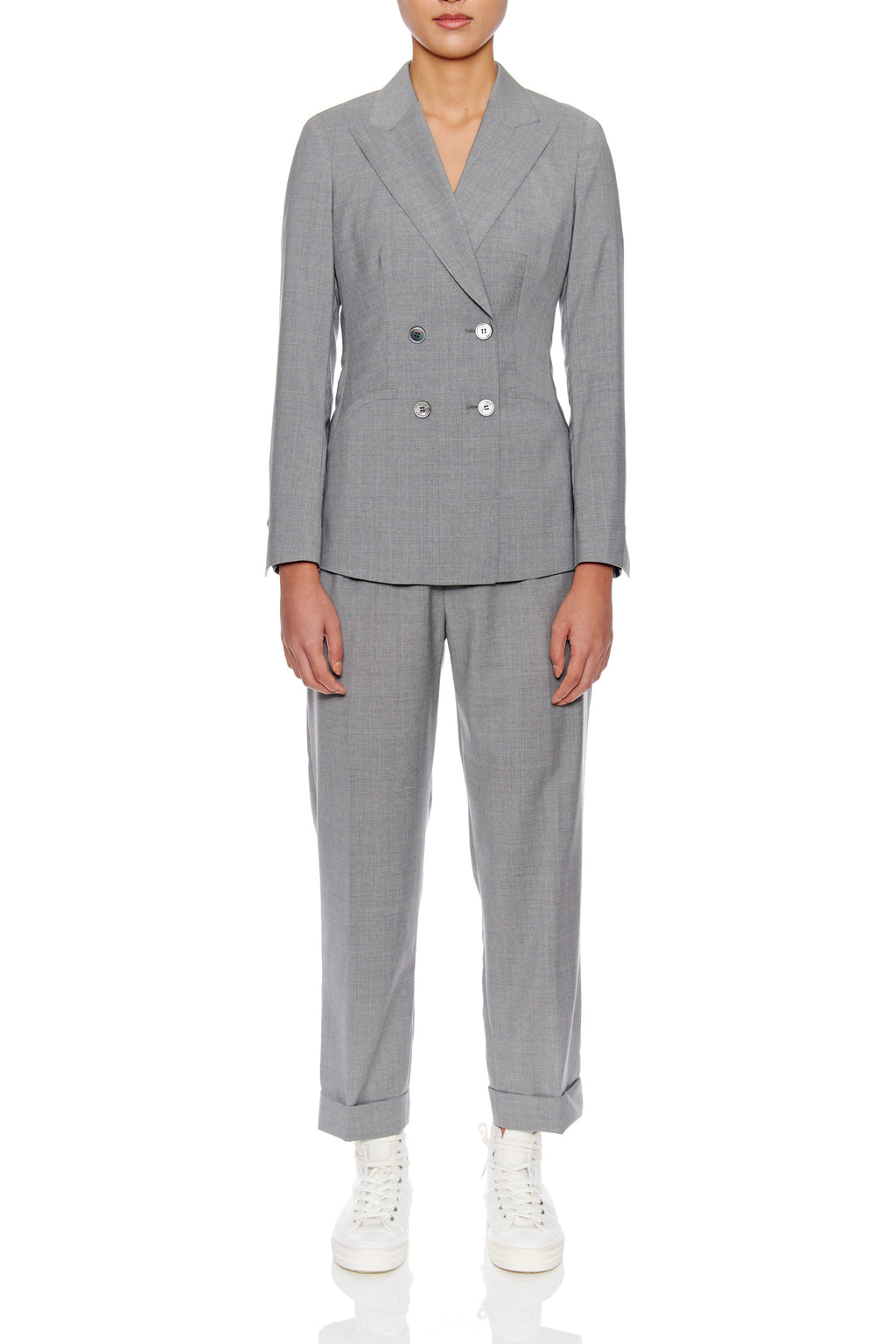 Nice Jacket - Double breasted slim fit wool suit jacket in grey – FREY