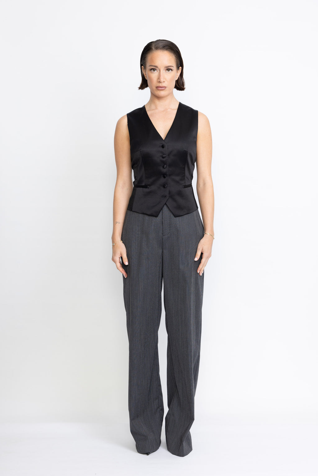 Blackpool Limited Edition Trousers - Wide-leg trousers in black pinstr ...