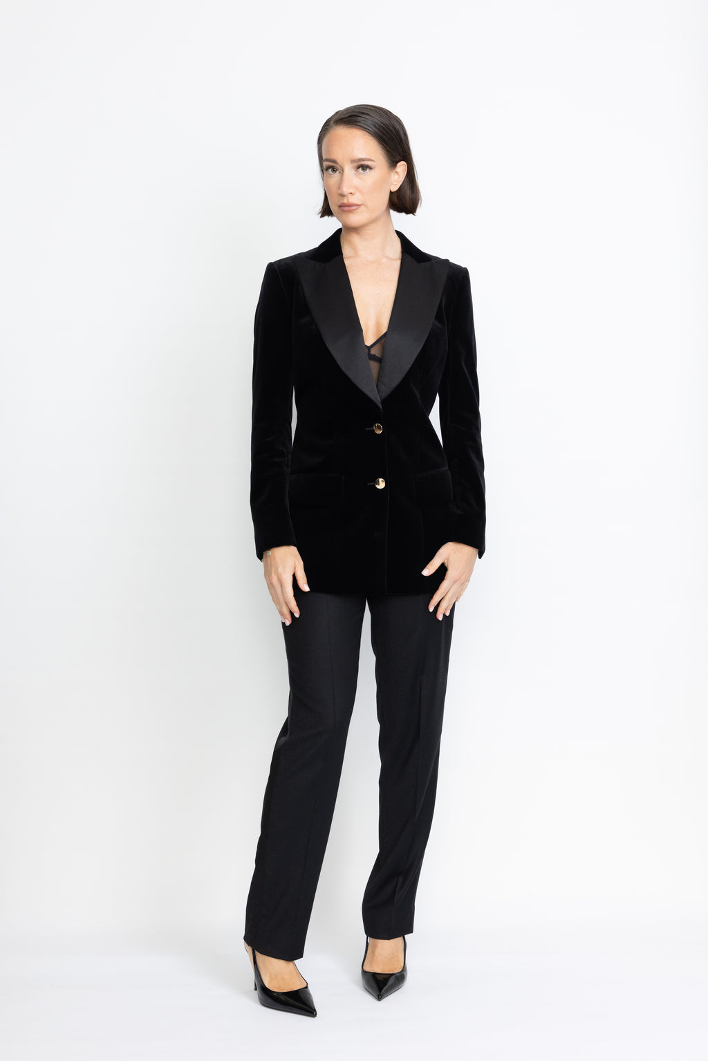 Castelo Limited Edition Trousers - Straight-leg tuxedo trousers in bla ...